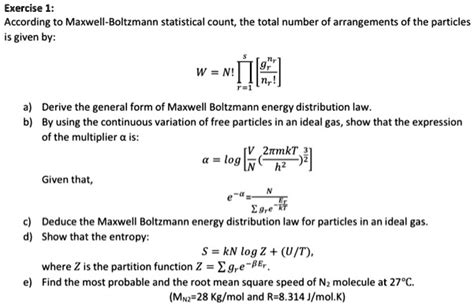solved exercise 1 according to the maxwell boltzmann statistical