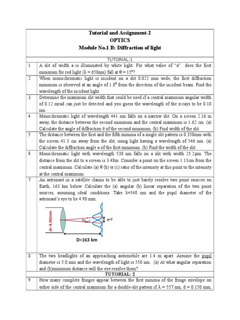 Assignment Diffraction 2016 Pdf Diffraction Angular Resolution
