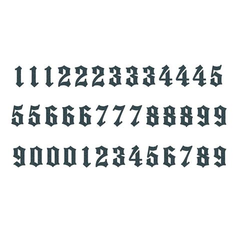 Old English Numbers Tattoo Set Number Tattoos Old English Font