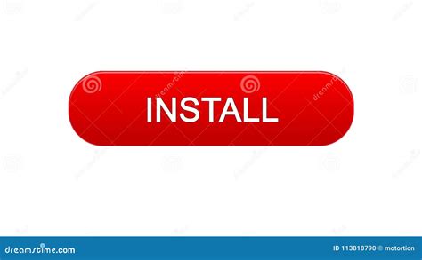 Install Web Interface Button Red Color Application Downloading Site Design Stock Illustration