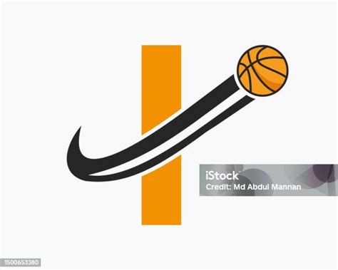이니셜 레터 I 농구 로고 컨셉은 움직이는 농구 아이콘이다 바스켓 볼 로고 타입 기호 경기 스포츠에 대한 스톡 벡터 아트 및 기타 이미지 경기 스포츠 경쟁 공 스포츠
