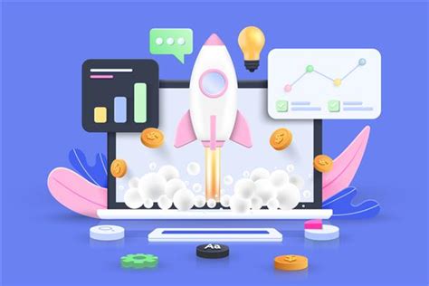 مفهوم راه اندازی نرم افزار و توسعه وب با اشکال سه بعدی نمودار میله ای اینفوگرافیک در پس زمینه