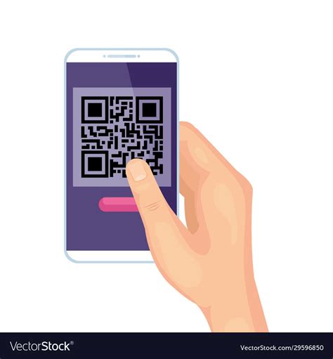 hand using smartphone with scan code qr royalty free vector