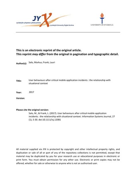 PDF User Behaviours After Critical Mobile Application Incidents The Relationship With