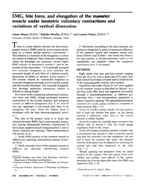 14 Emg Bite Force And Elongation Of Masseter Muscle Under Isometeric Pdf Electromyography