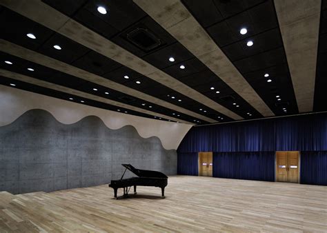 Blob Shaped Silver Building At A Japanese Music College