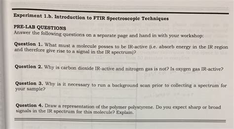 Solved Experiment 1 B Introduction To FTIR Spectroscopic Chegg Com
