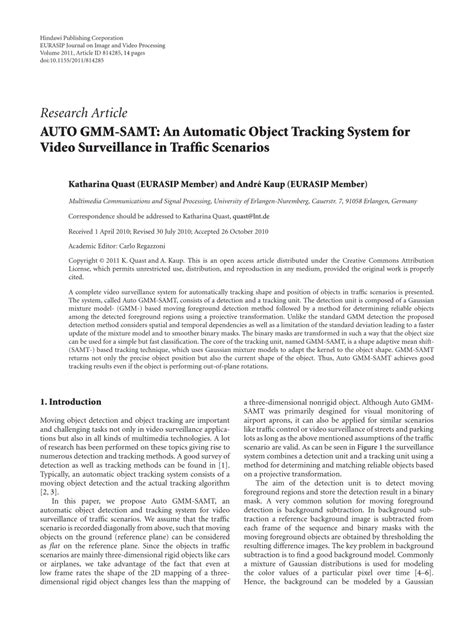 pdf auto gmm samt an automatic object tracking system for video
