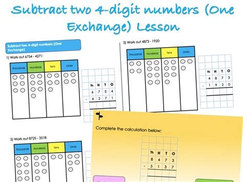 Year 4 Addition And Subtraction Subtract Two 4 Digit Numbers One