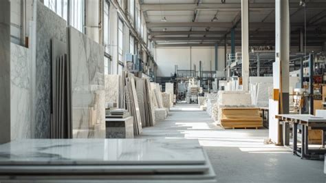 Marble Slab Processing In An Industrial Factory With Automated