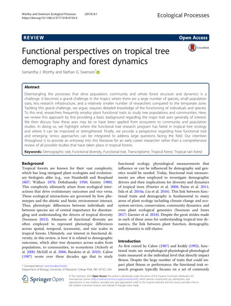 Pdf Functional Perspectives On Tropical Tree Demography And Forest