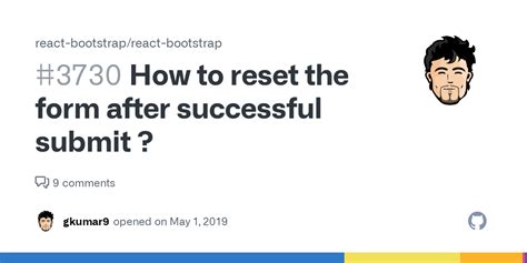 How To Reset The Form After Successful Submit Issue React Bootstrap React Bootstrap