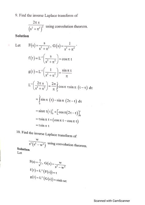 Convolution Theorem Problems Vector Calculus Differential Equations