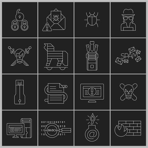 Hacker Icons Set Outline 437798 Vector Art At Vecteezy
