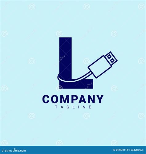 Letter L Usb Clean And Professional Stock Vector Illustration Of Connect Blue