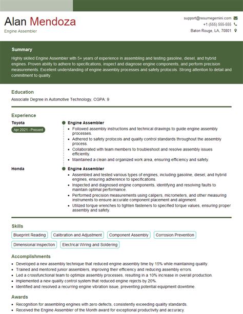 Top 10 Questions For Engine Assembler Interview Resumegemini Online