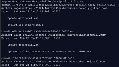 Git Log Commit History