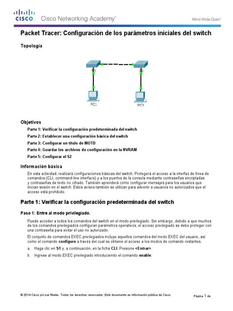 2 2 3 3 Packet Tracer Configuring Initial Switch Settings Instructions Ig Resuelto Pdf