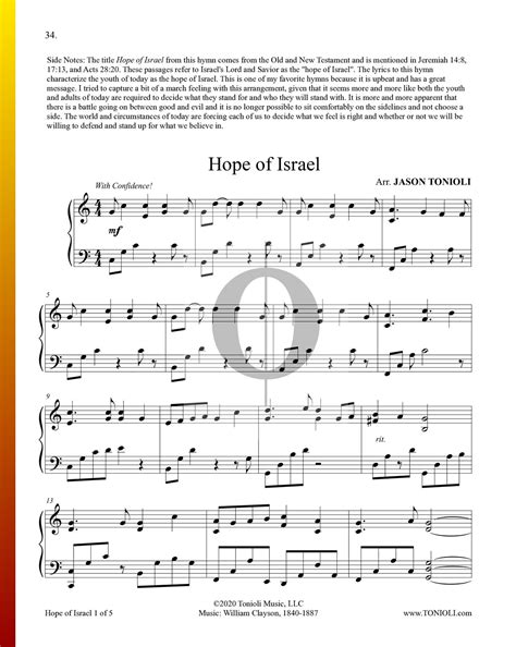 Hope Of Israel William Clayson Piano Sheet Music Oktav