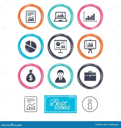 statistics accounting icons charts signs stock vector illustration