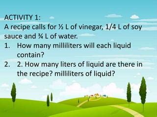 LIQUID CAPACITY MEASURE LITER MILLILITER Pptx