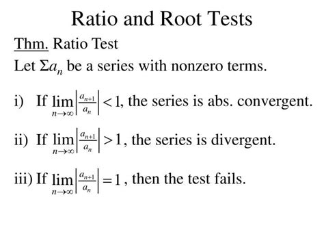 Ppt Ratio And Root Tests Powerpoint Presentation Free Download Id 5766247