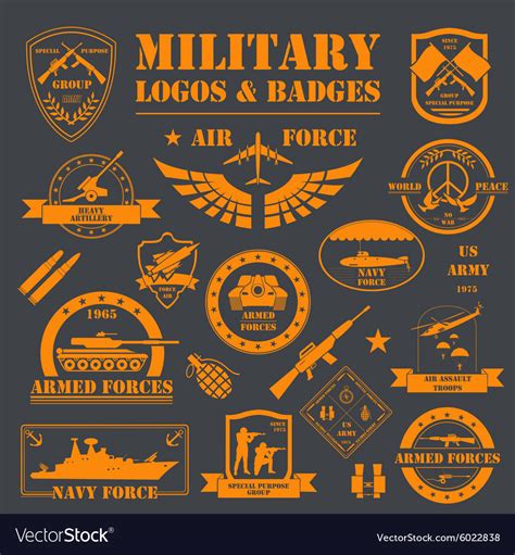 Military and armored vehicles logos badges Vector Image