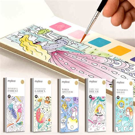 6 색 어린이 구아슈 낙서 그림책 안료 눈물 그림 색칠 수채화 책 수채화 그림 F와 함께 제공 회화 용품