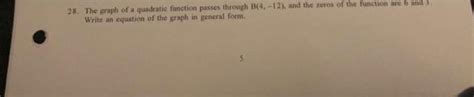 solved 28 the graph of a quadratic function passes through
