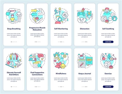 Premium Vector Coping With Ptsd Onboarding Mobile App Screen Set