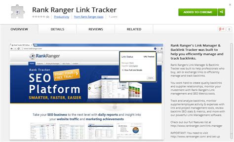 Link Tracker Chrome Extension Rank Ranger