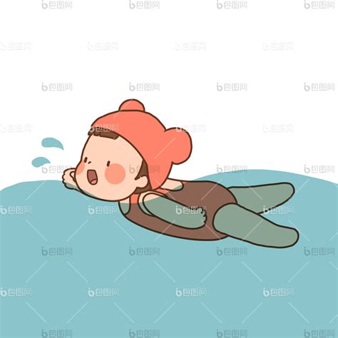 卡通小女孩学游泳动图下载 包图网