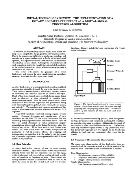 Implementation Of A Rotary Loudspeaker Effect Pdf Loudspeaker Modulation