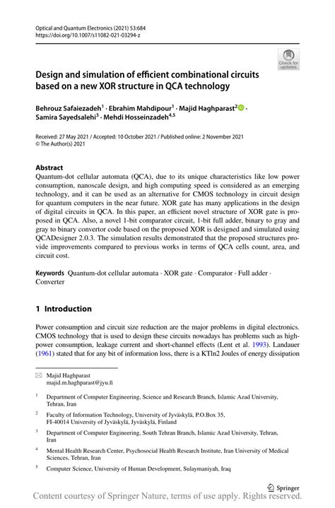 Pdf Design And Simulation Of Efficient Combinational Circuits Based