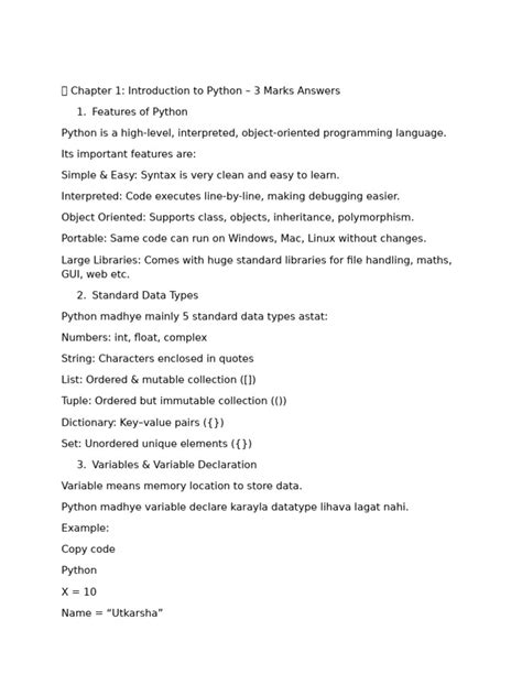 Python Basics Features Data Types And Control Statements Pdf Python