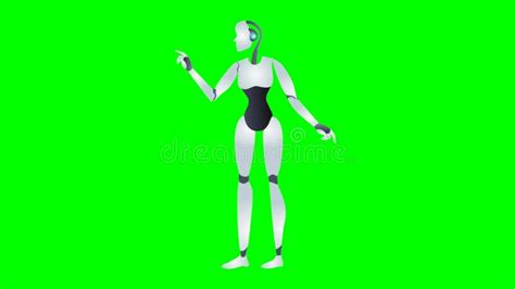 She Robot On A Green Chroma Key Background For Insertionartificial