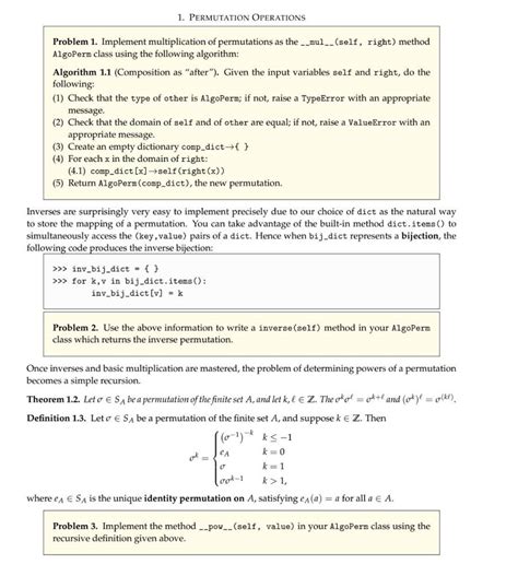 Solved 1 Permutation Operations Problem 1 Implement Multiplication Of 1 Answer