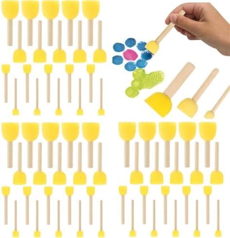 Molain 40 Pcs Round Sponge Brushes for Painting Foam Paint Brush Set Paint Sponges for Acrylic ...