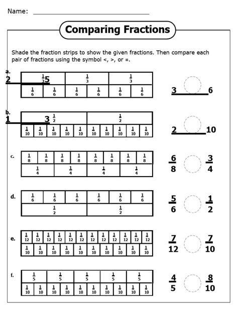 Similar And Dissimilar Fraction Worksheet 5 Pdf