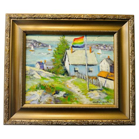 Morning Sunrise Provincetown Ma Pride Flag Impressionist Bird House Oil