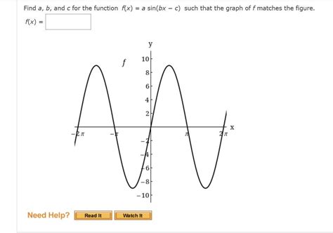 solved find a b and c for the function f x asin bx−c such