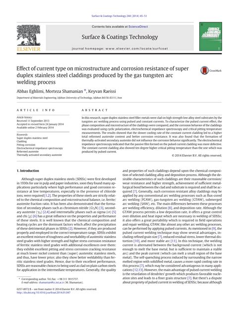 Pdf Effect Of Current Type On Microstructure And Corrosion Resistance