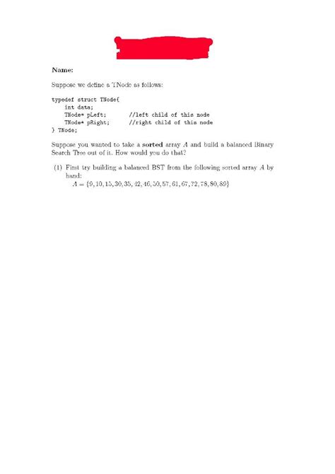 Solved Naine Suppose We Detine A TNode As Follows Typedef Chegg