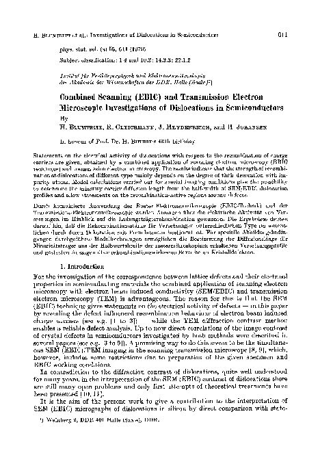 Pdf Combined Scanning Ebic And Transmission Electron Microscopic Investigations Of