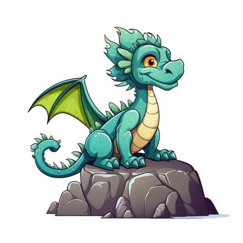Premium Ai Image Daring Dragon A Captivating Cartoon Illustration On A Serene White Background