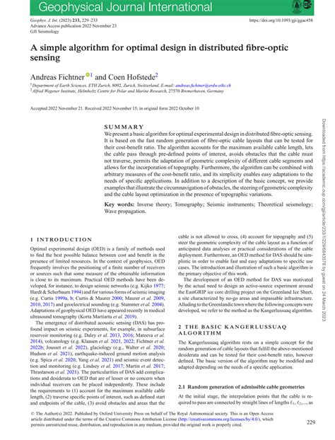 Solution A Simple Algorithm For Optimal Design In Distributed Fibre