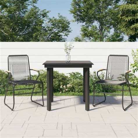 Vidaxl 3 Piece Patio Dining Set Black Pvc Rattan 315 Table Length3