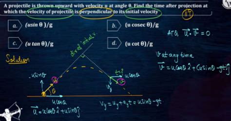 A Projectile Is Thrown Upward With Velocity U At Angle θ Find The Time A