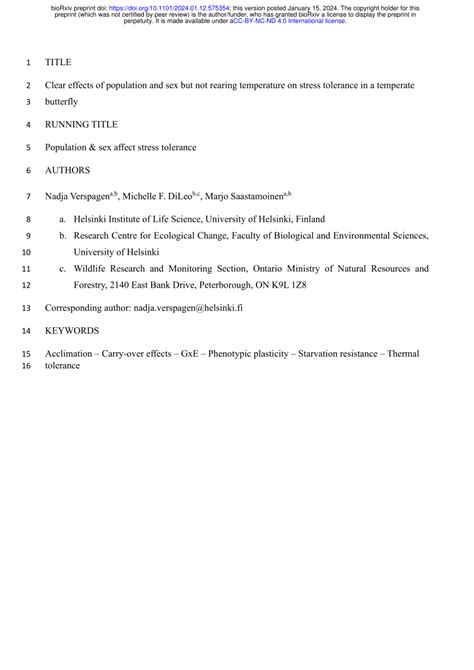 Pdf Clear Effects Of Population And Sex But Not Rearing Temperature