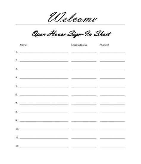 Free 10 Real Estate Open House Sign In Sheet Samples Pdf Ms Word